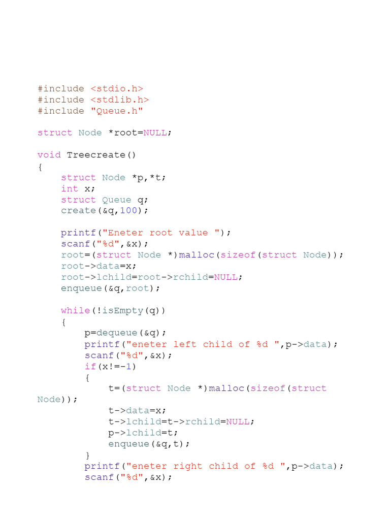 Tree00 - Binary Tree Create & Queue Header File | PDF