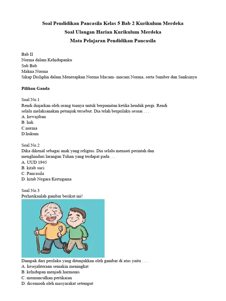 SOAL PH Pendidikan Pancasila Kelas 3C | PDF