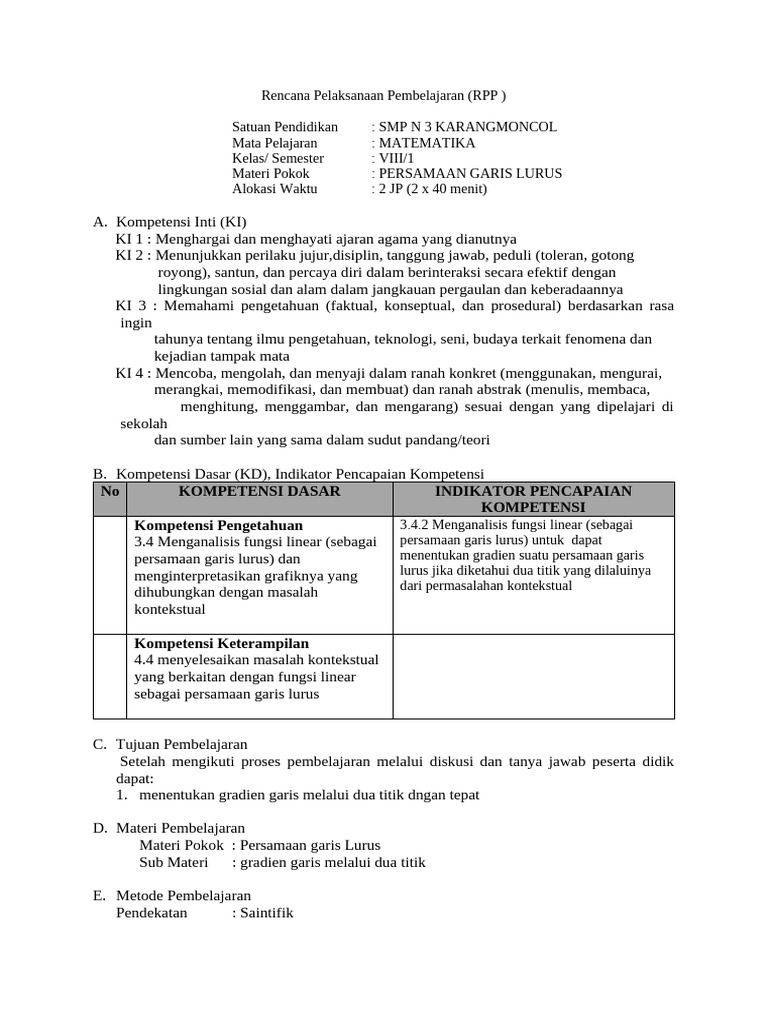 Rencana Pelaksanaan Pembelajaran | PDF