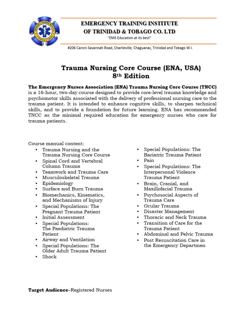 TNCC Overview 2023 V1 | PDF | Major Trauma | Nursing
