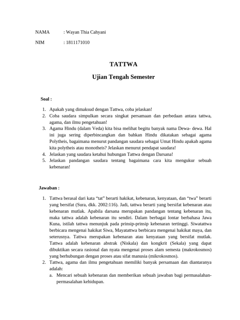 Tattwa UTS Thia | PDF
