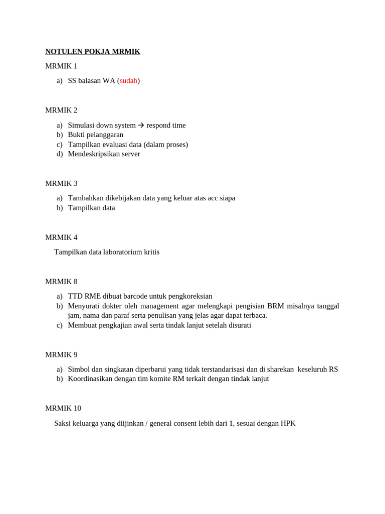 Notulen Pokja Mrmik | PDF