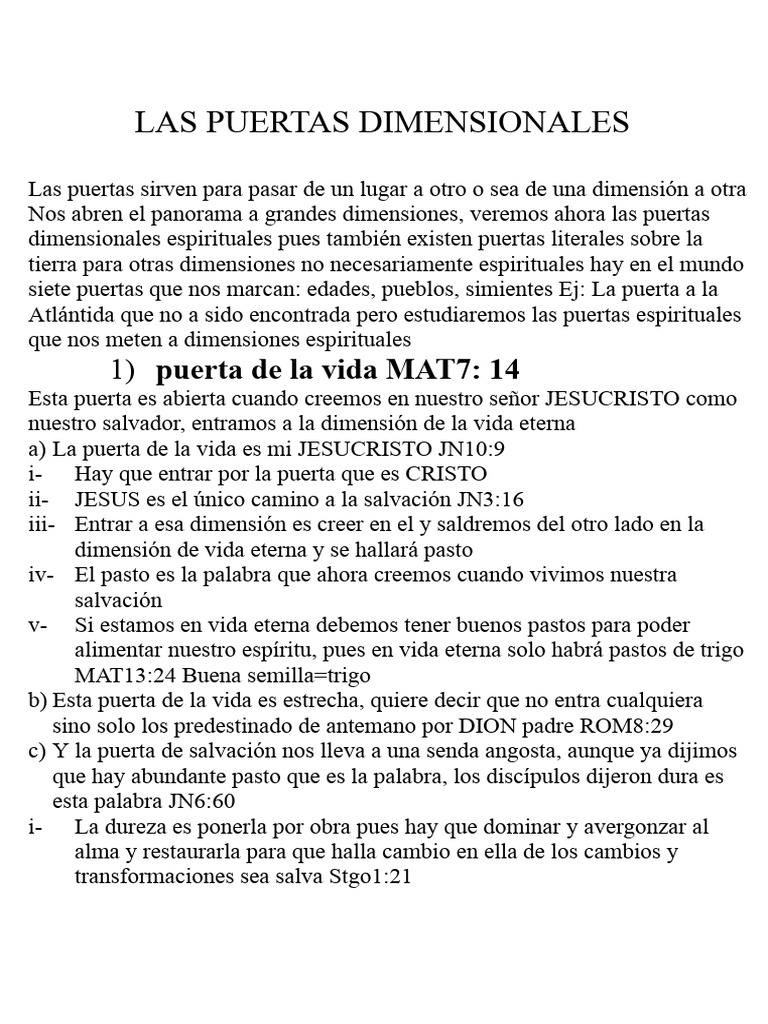 Las Puertas Dimensionales: Puerta de La Vida MAT7: 14 | PDF