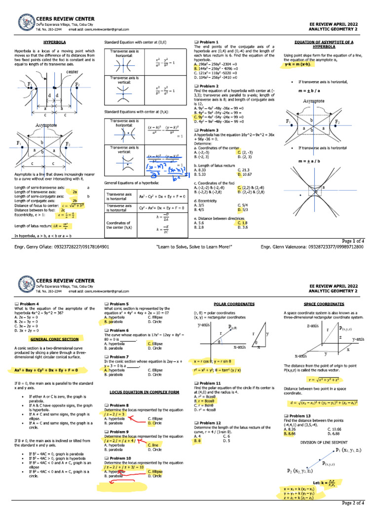 Analytic Geometry 2 Handout Pdf