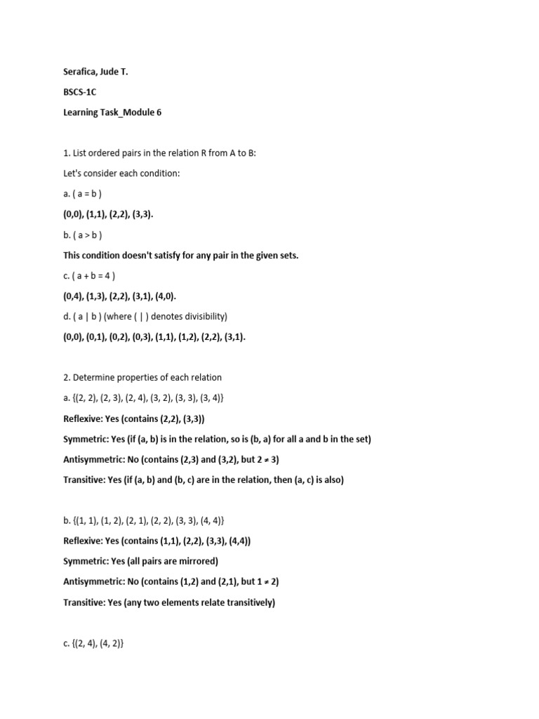 Serafica - Learning Task - Module 6 | PDF