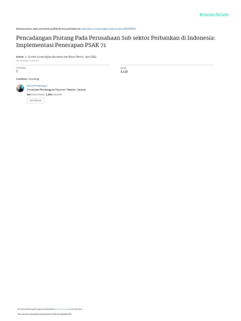 Pencadangan Piutang Pada Perusahaan Sub Sektor Perbankan Di Indonesia ...