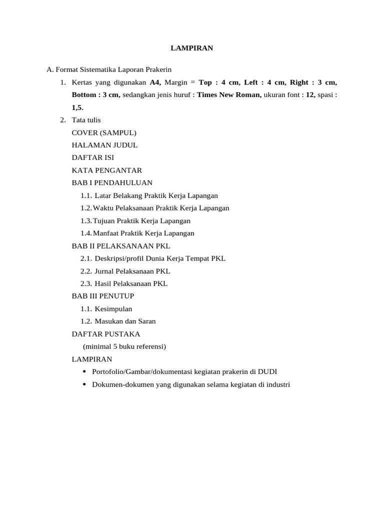 Format Penulisan Laporan PKL Syubbanul Wathon | PDF