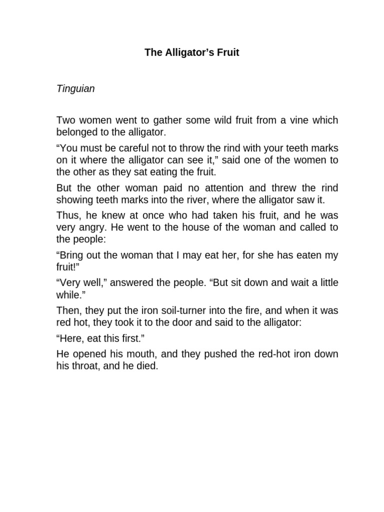 The Alligator's Fruit | PDF