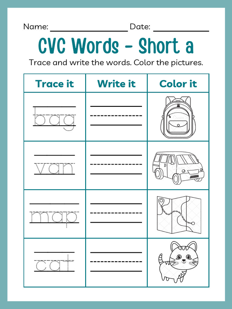 CVC Short Vowel A Worksheet For Kindergarten Reading - 20240220 ...