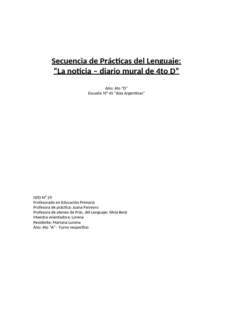 Secuencia de Lectura de Noticias y Textos Informativos Con Situaciones ...