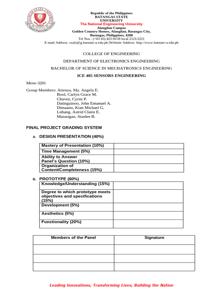 Rubrics For Presentation of Prototype ICE 405 1 1 | PDF