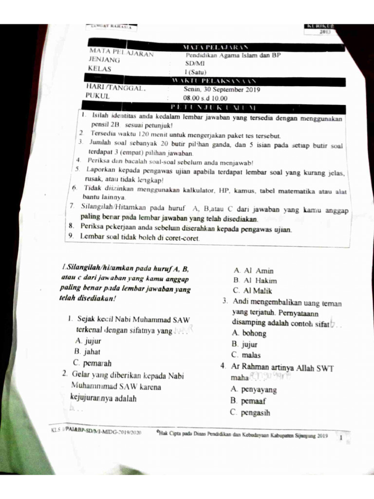 Contoh Soal Pai | PDF
