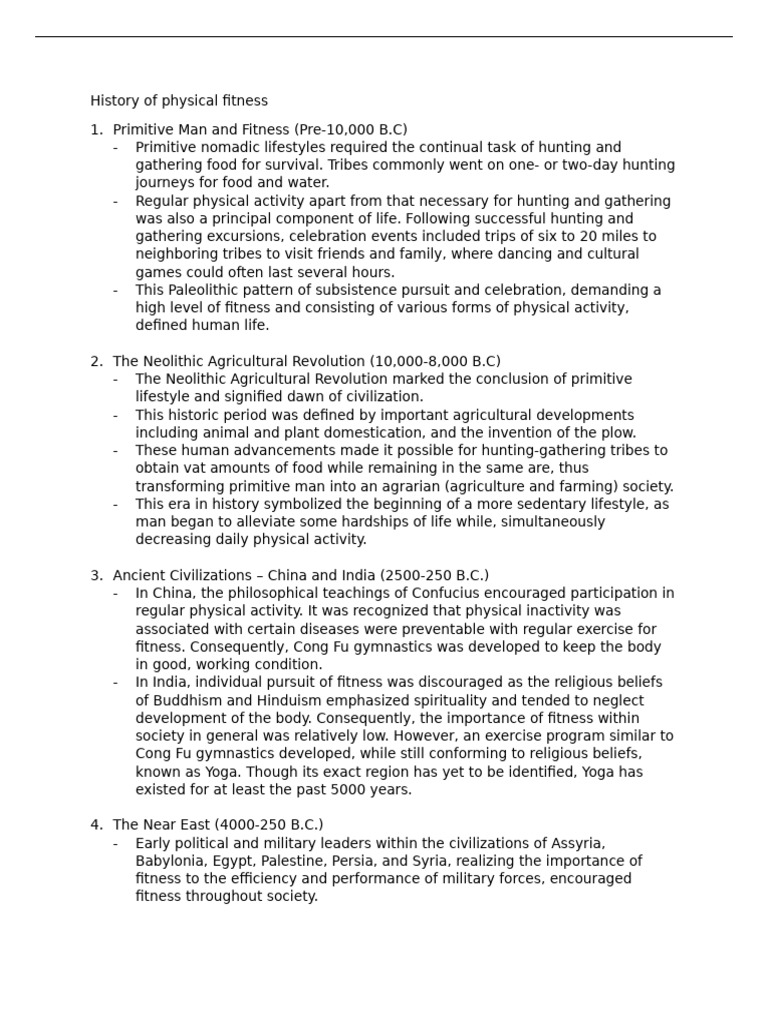 Evolution of Physical Fitness History | PDF | Physical Fitness | Social ...
