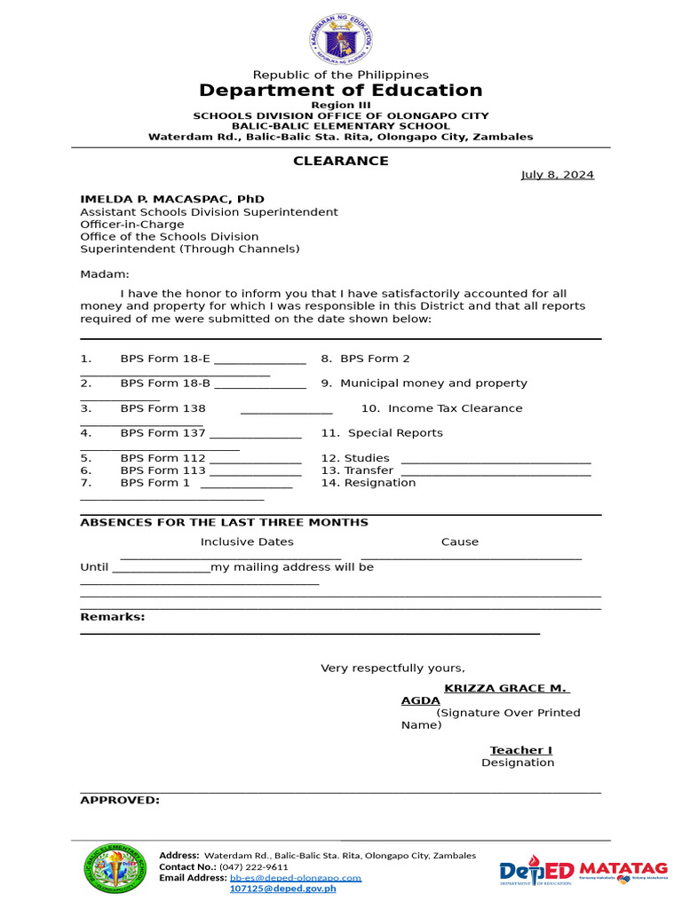 SCHOOL-CLEARANCE | PDF