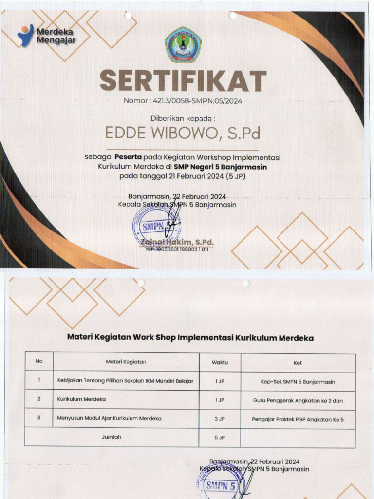 Sertifikat Workshop smp5 2024 - Compressed | PDF