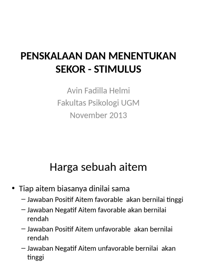Chapter 4 PENSKALAAN DAN MENENTUKAN SEKOR - STIMULUS | PDF