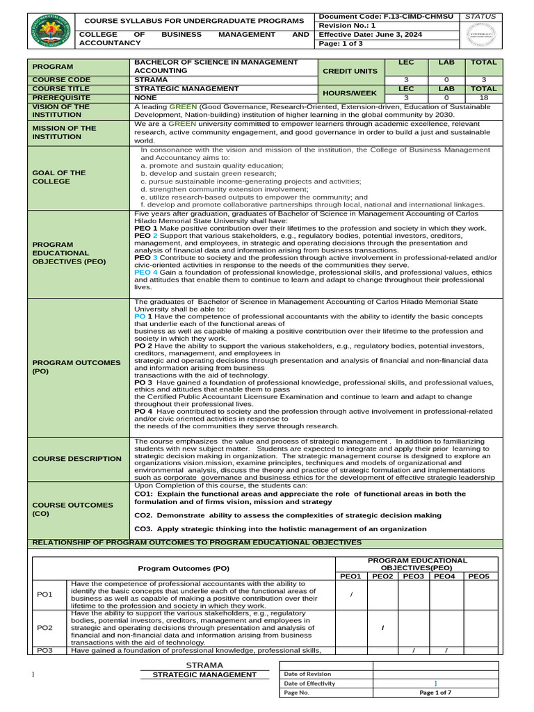 Syllabus Strama New Template | PDF