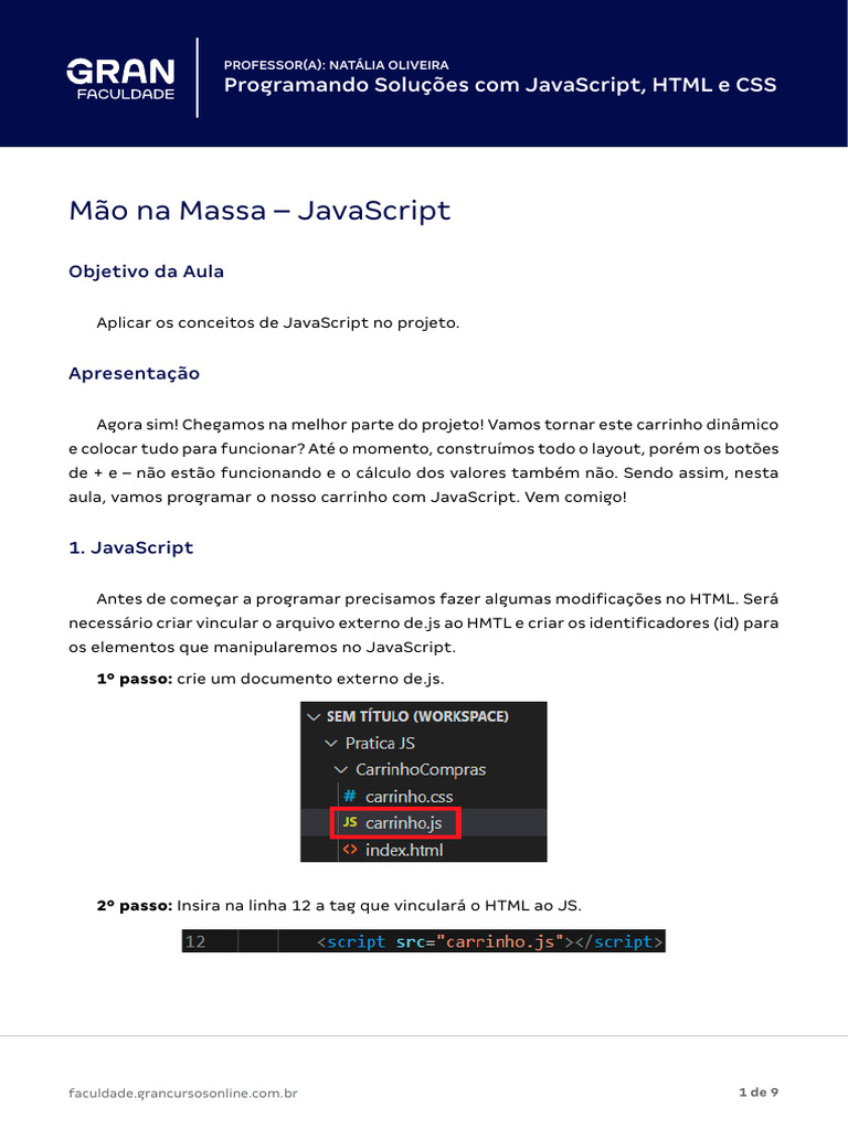 Apostila - Mão Na Massa - JavaScript | PDF