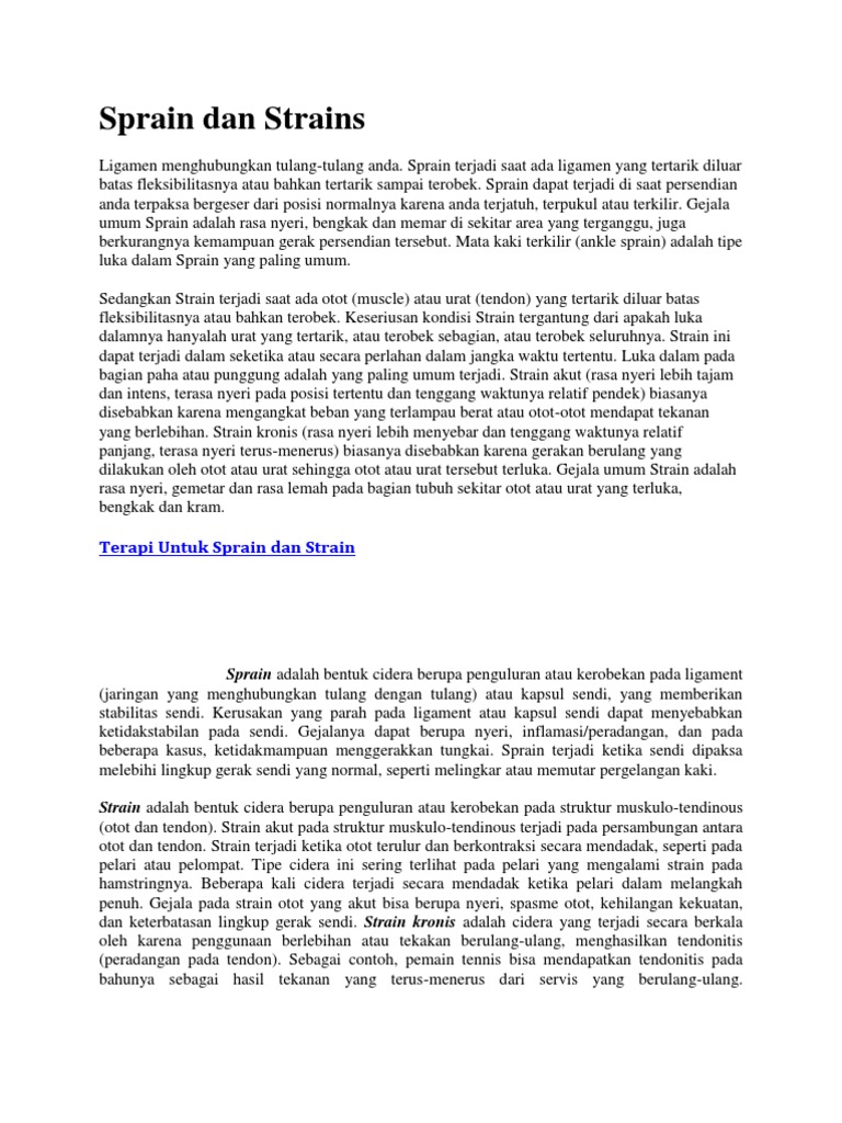 PENGOBATAN SPRAIN DAN STRAIN | PDF