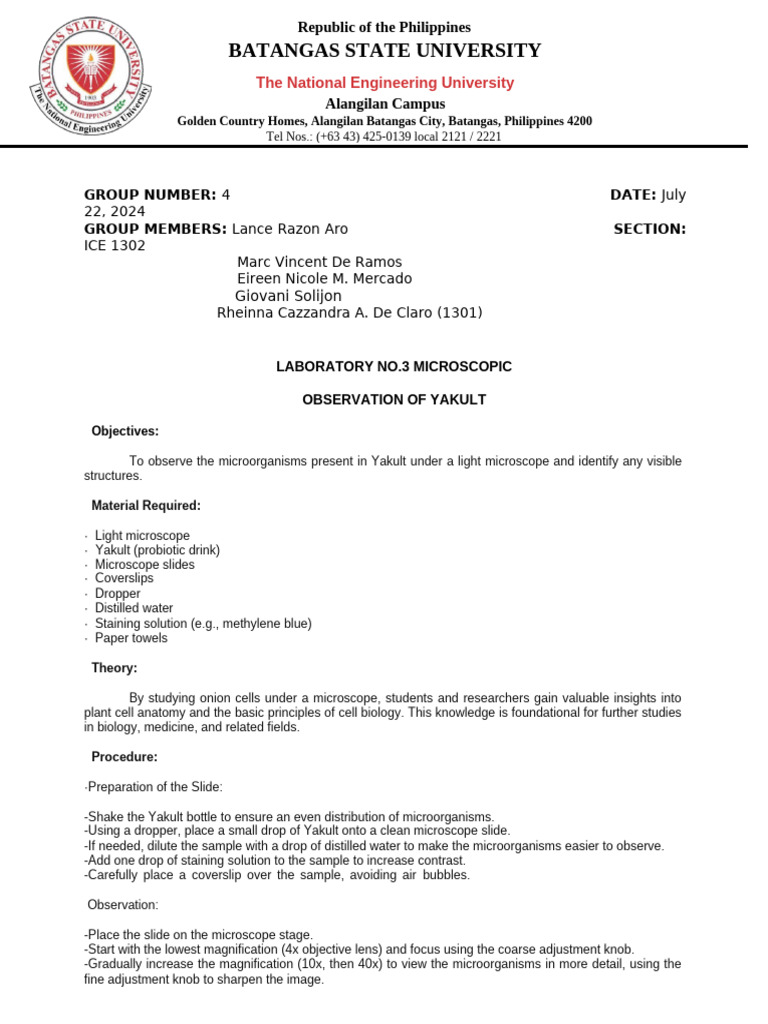 Lab 4 Yakult | PDF