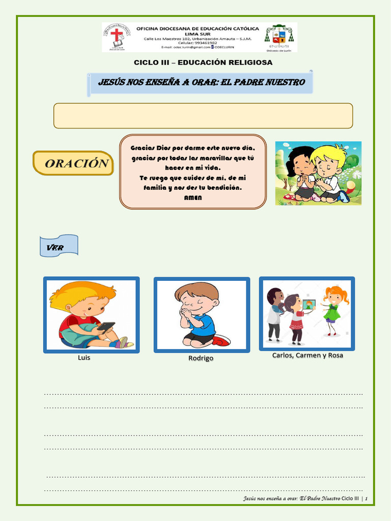 Jesús Nos Enseña A Orar Ciclo III - Primaria | PDF