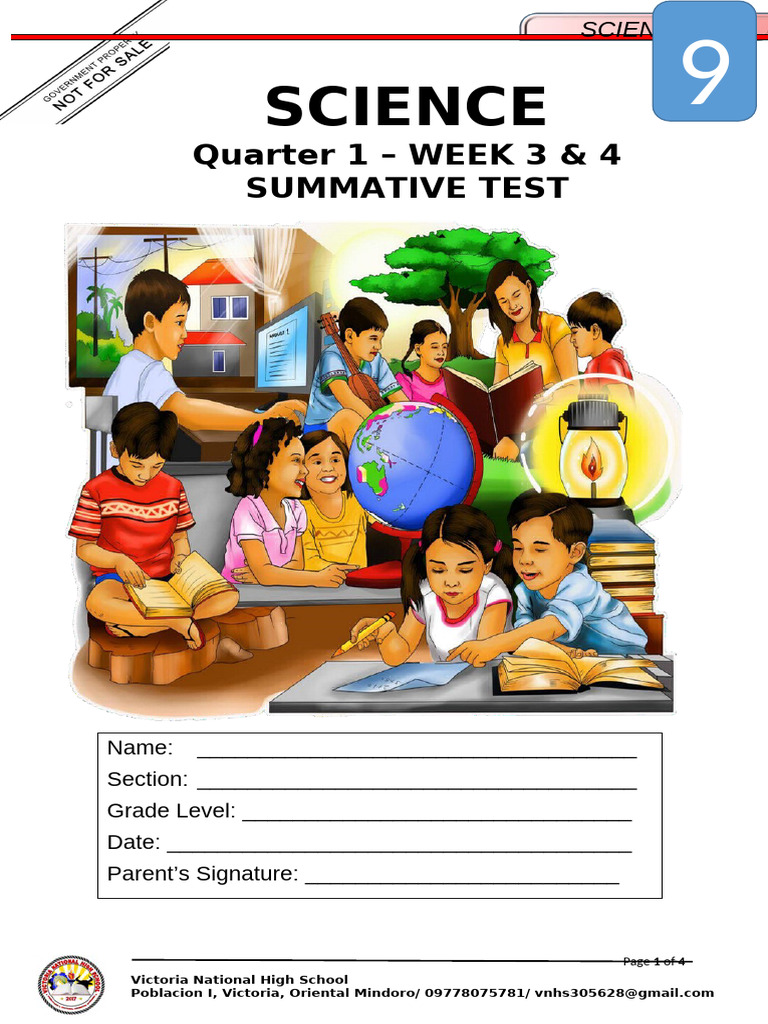 Science: Quarter 1 - WEEK 3 & 4 Summative Test | PDF