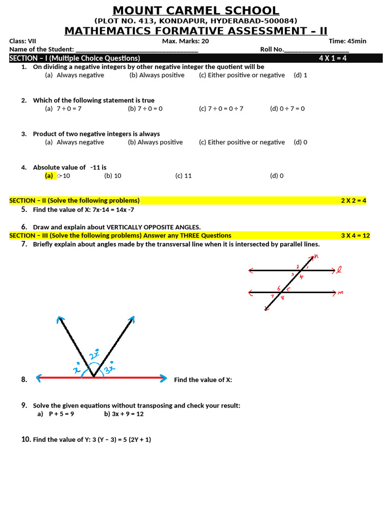 Fa2 7TH Class Maths | PDF