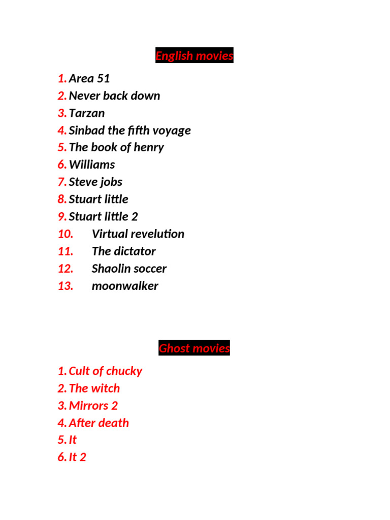 English Movies | PDF