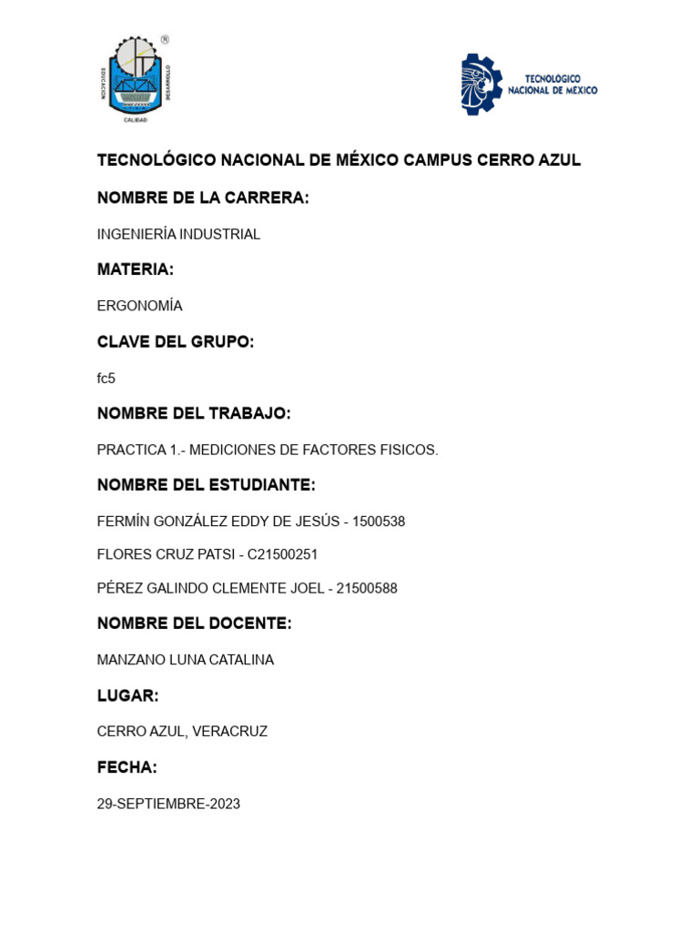 Act 2T2 Mediciones de Factores Fisicas - Flores Cruz Patsi | PDF | Humedad | Sonido