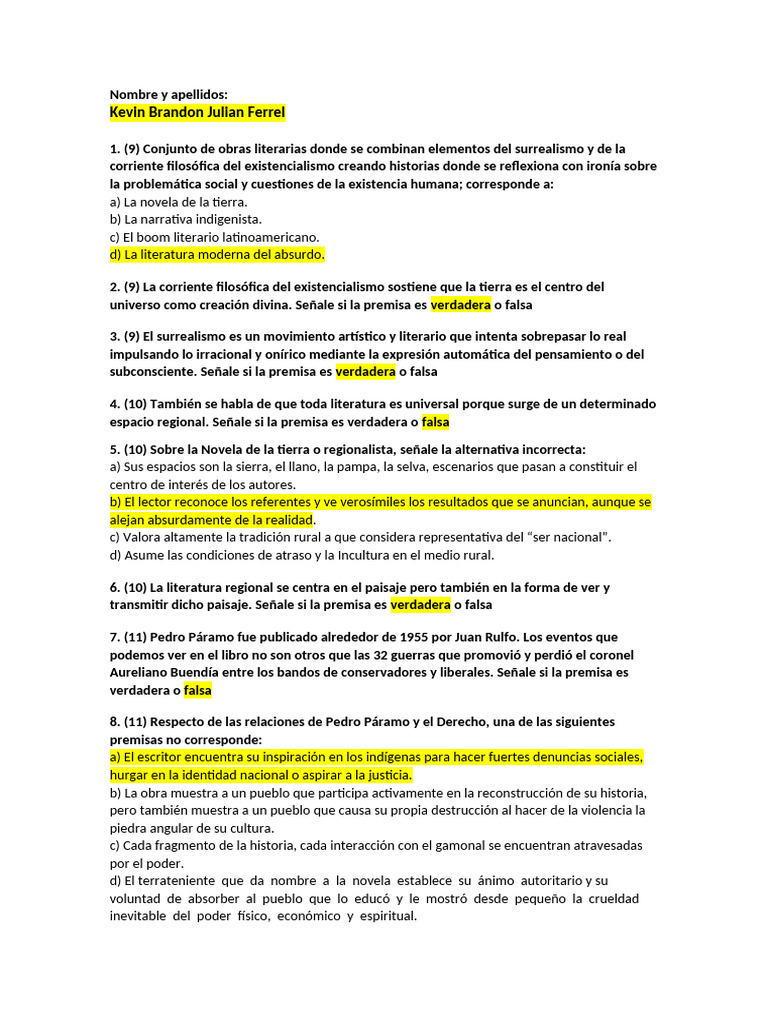 Banco preguntas 2 parcial RESPUESTAS | PDF