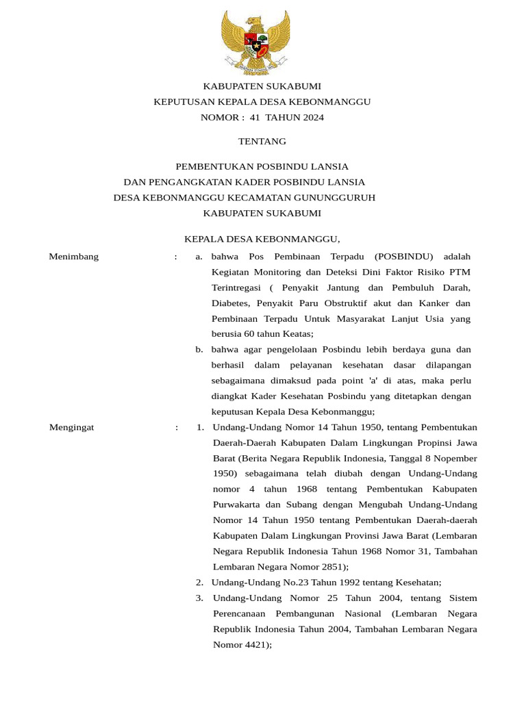 Contoh SK Posbindu PTM Dan Lansia | PDF
