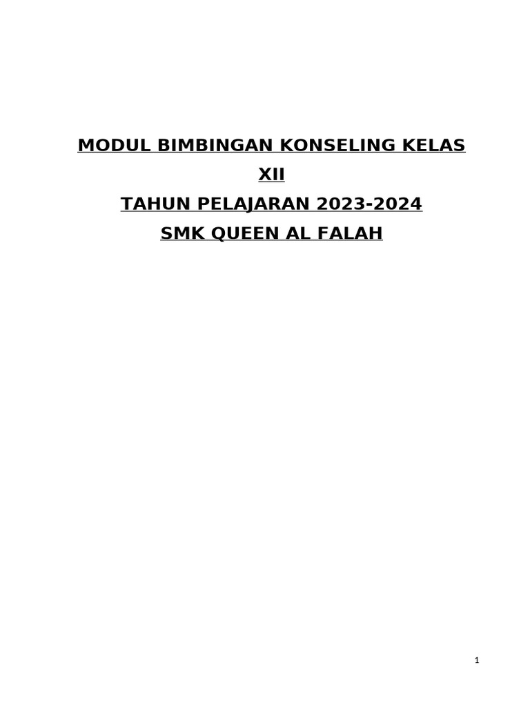 Modul BK Kelas Xii SMT 1 | PDF