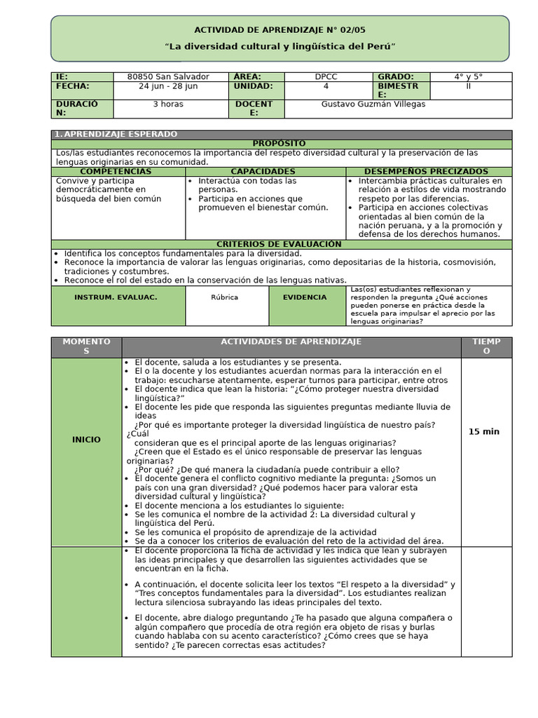 4°5° - DPCC - Act 2 - U4 - 2024 | PDF