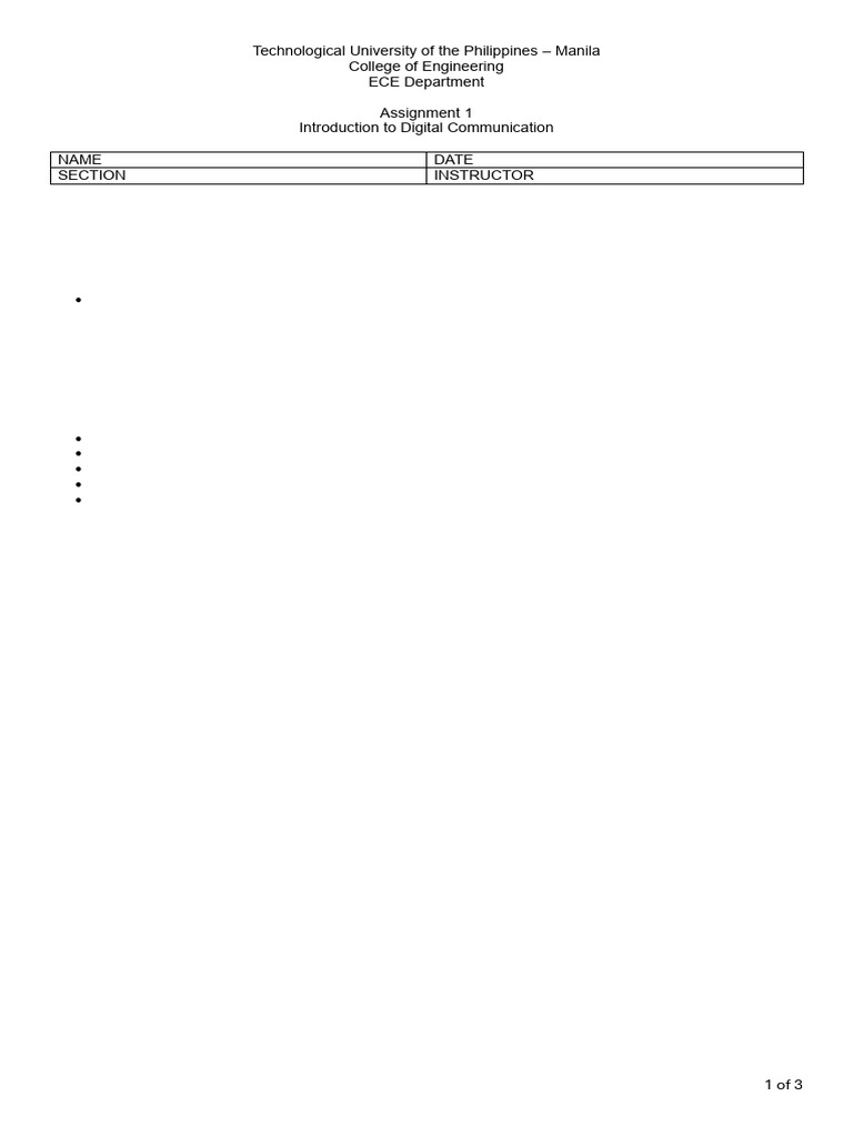 Comm2 - A1 - Introduction To Digital Communication | PDF | Telecommunications | Analog Signal