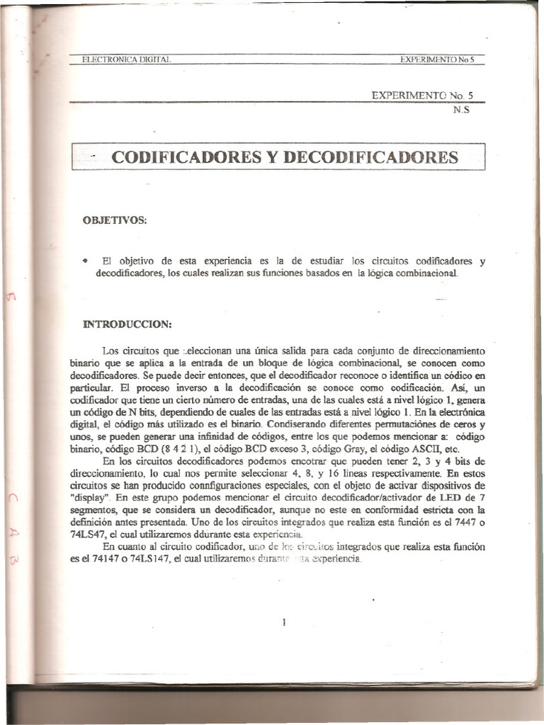Lab#5-Codificadores y Decodificadores | PDF