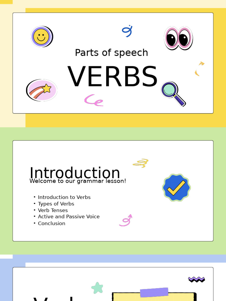 Parts of Speech Verbs Presentation | PDF