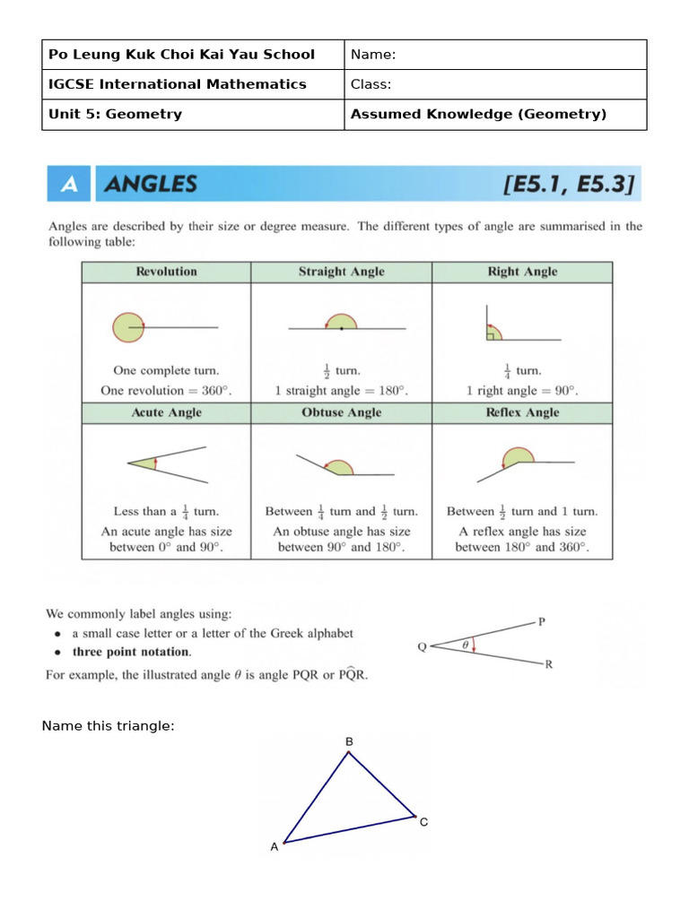 Basic Geometry WS | PDF