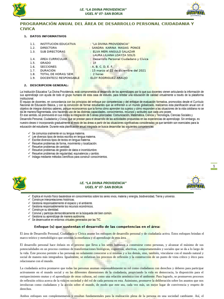 Programación Anual-1°eloy-1 | PDF