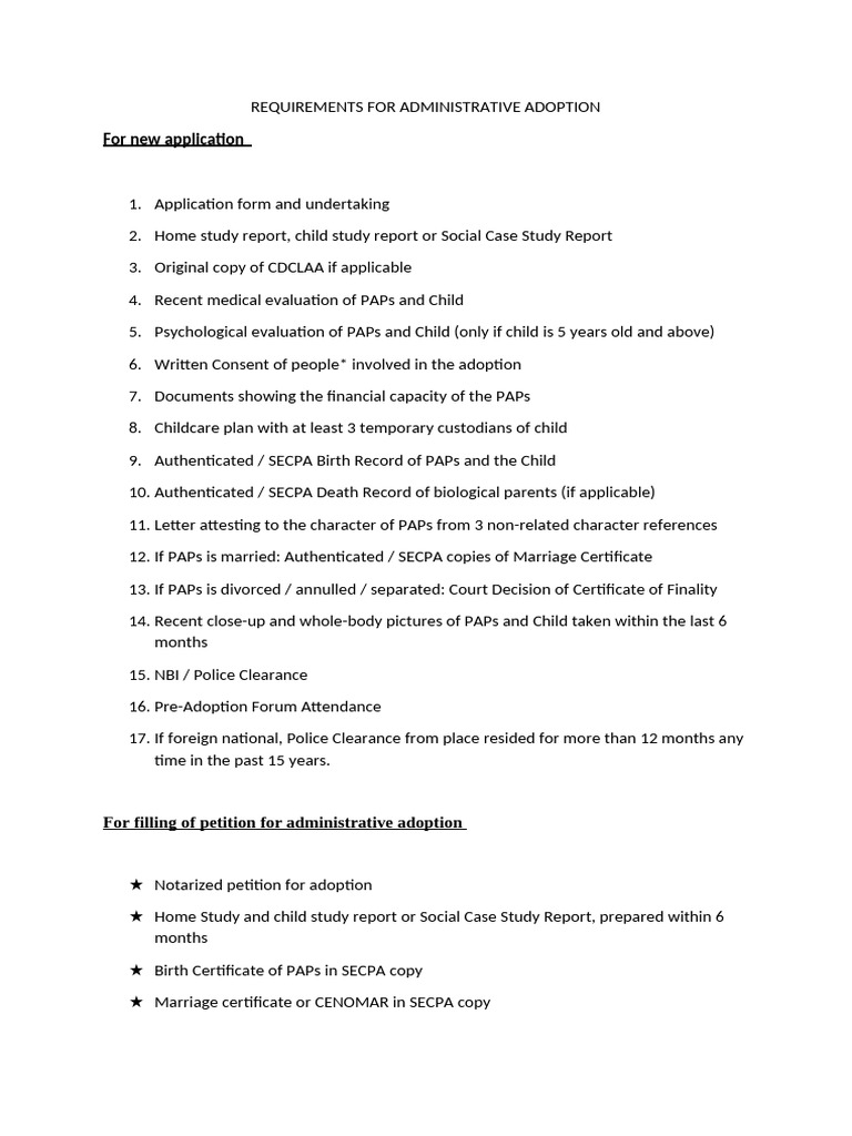 Requirements admin adoption | PDF