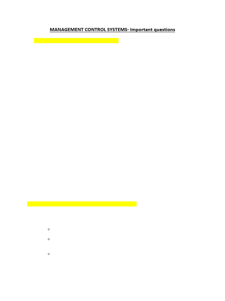 MANAGEMENT CONTROL SYSTEMS | PDF