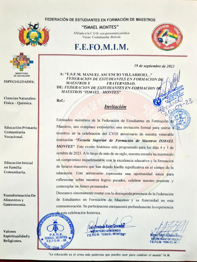Invitación Ismael Montes | PDF