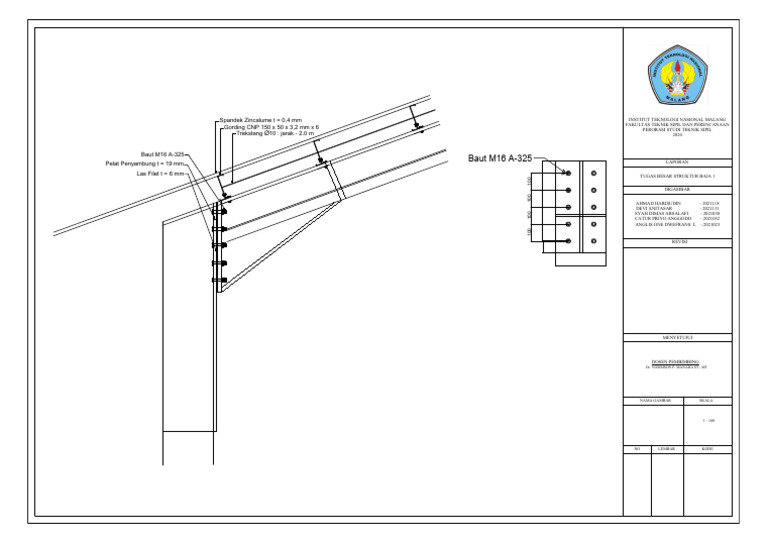 Baut M16 A-325: Spandek Zincalume T 0,4 MM Gording CNP 150 X 50 X 3,2 ...