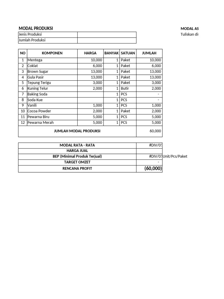 Format RAB Sederhana Dengan Rumus | PDF