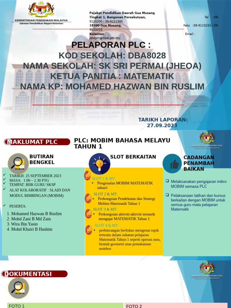 Pelaporan Mobim Matematik Tahun 1 SKSP | PDF