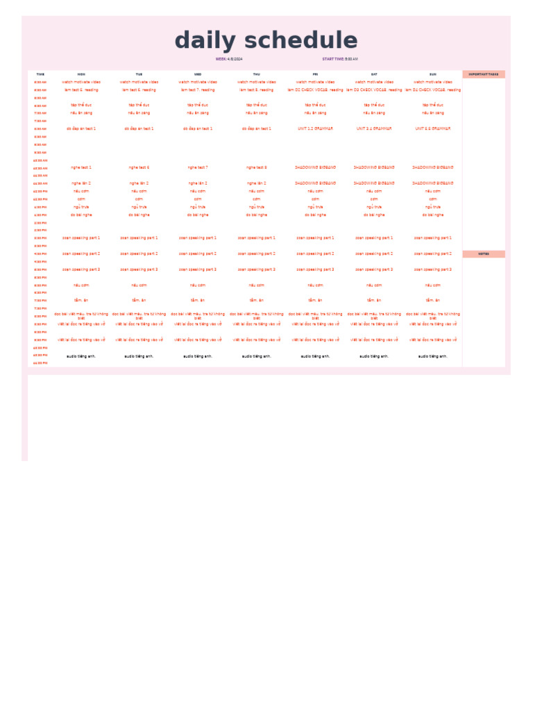 Daily schedule | PDF
