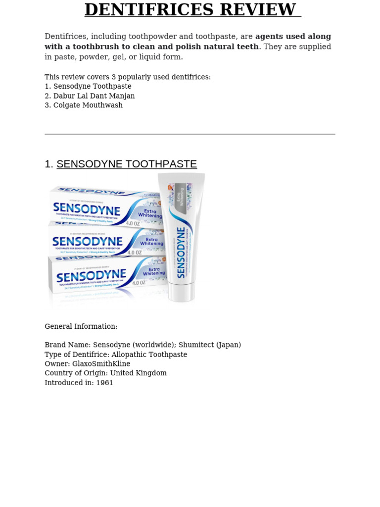 Dentifrices Review | PDF