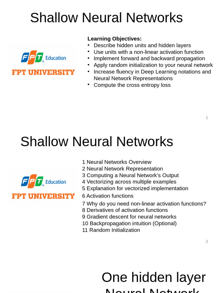 1.3 Shallow Neural Networks | PDF