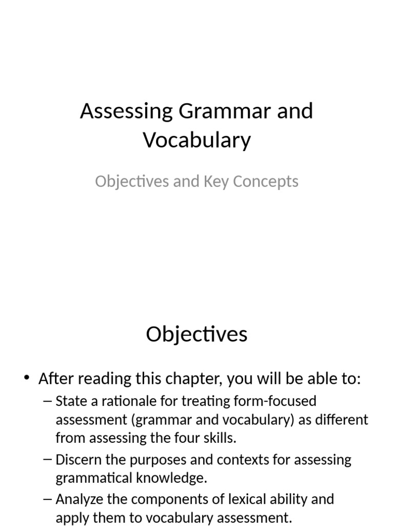 Assessing Grammar and Vocabulary | PDF
