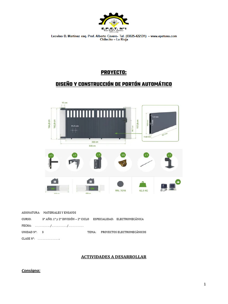 Diseño y Construcción de Un Porton Automatico | PDF