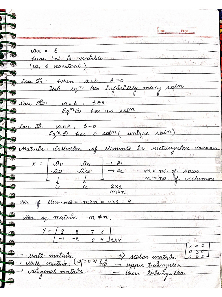 Linear Algebra Notes 1 | PDF